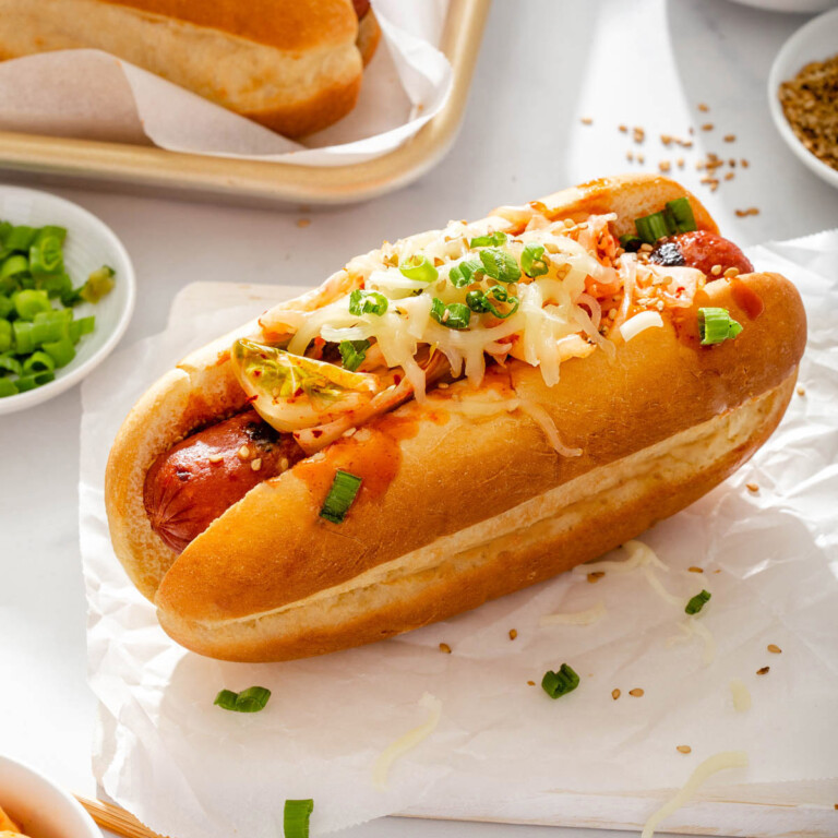EASY Korean Kimchi Cheese Dogs (Korean Hot Dogs)