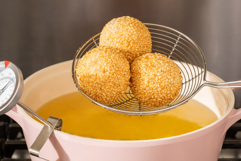Sesame Balls with Red Bean Paste – Takes Two Eggs