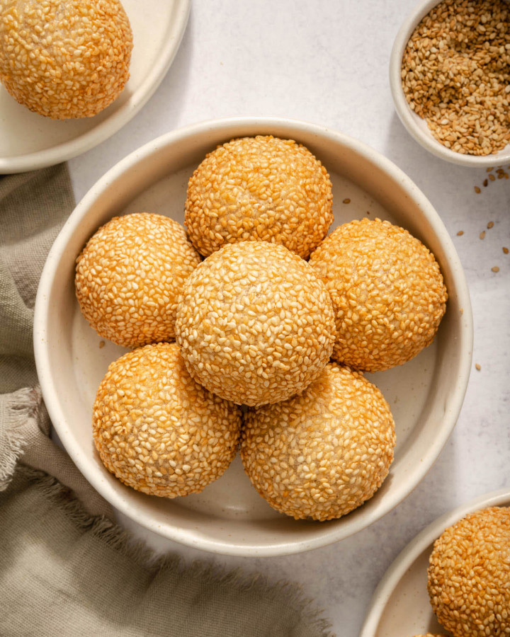 Sesame Balls with Red Bean Paste – Takes Two Eggs