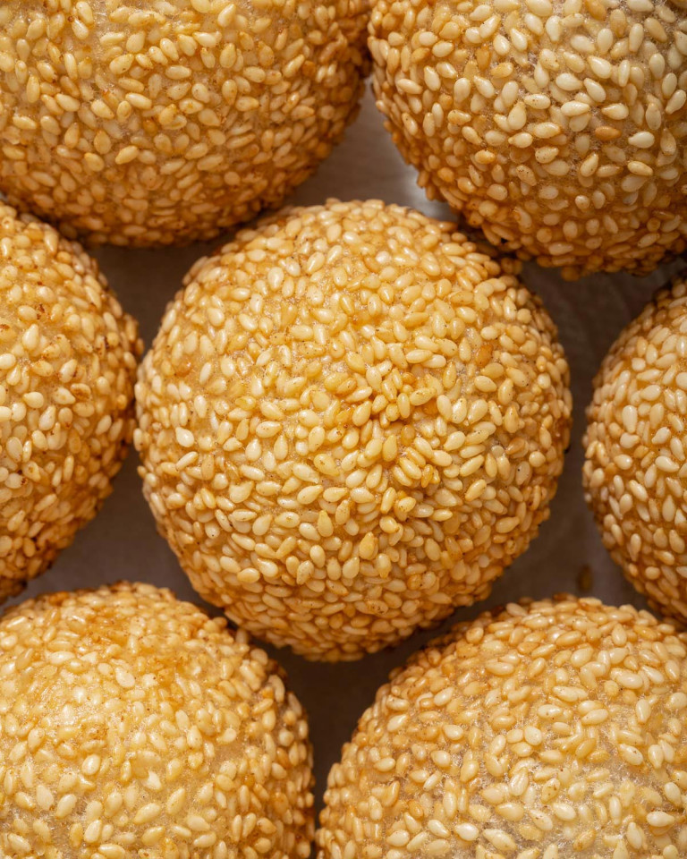 Sesame Balls with Red Bean Paste – Takes Two Eggs